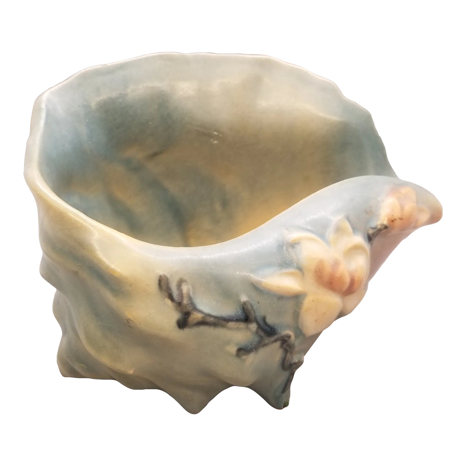 Vintage Roseville Pottery 426-6 Green Foxglove Conch Shell | Chairish