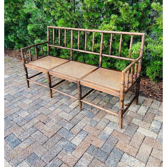 Regency Style Faux Bamboo Wood Bench or Settee | Chairish