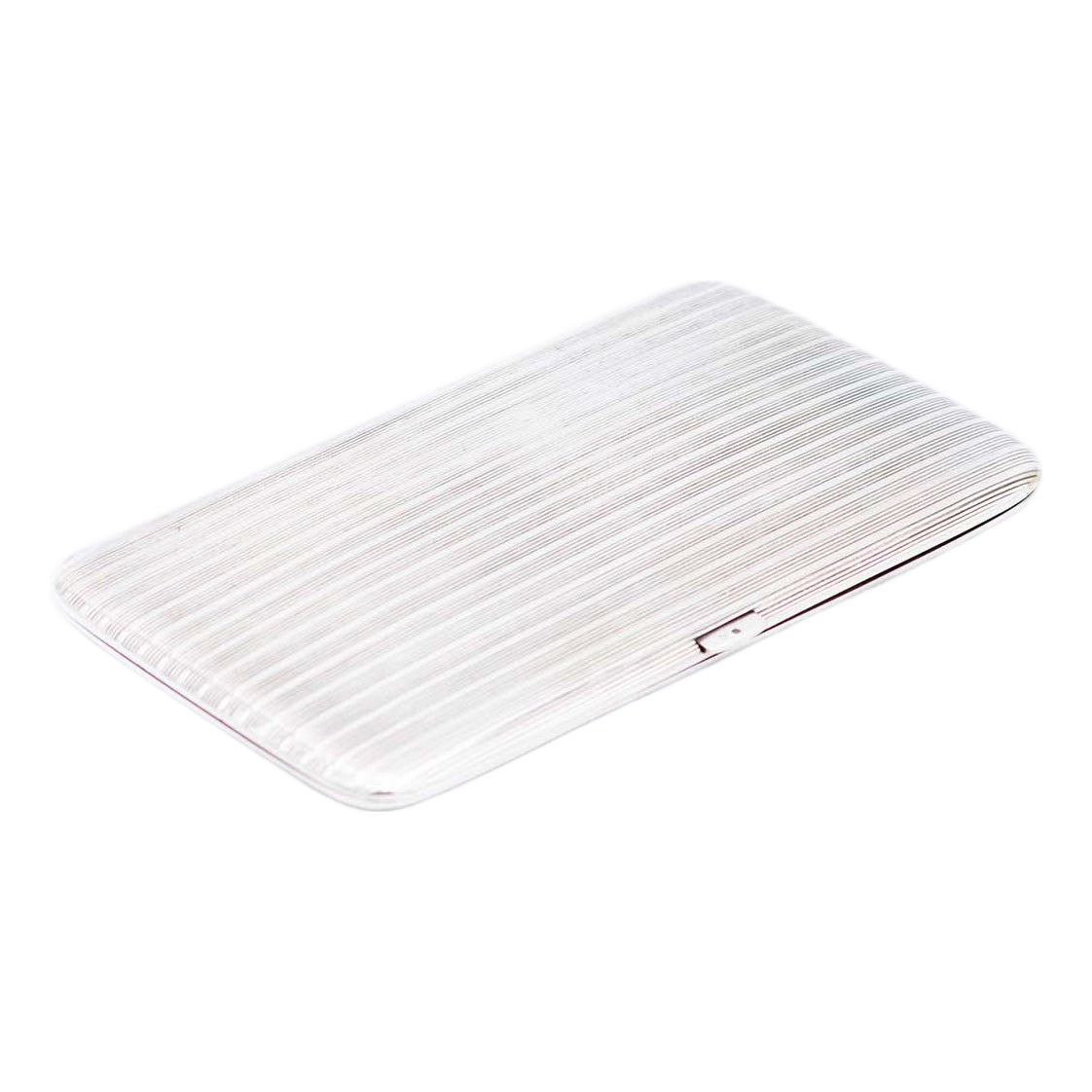 Rectangular Silver Cigarette Case with Crimped Top Bands and Hinged Lid ...