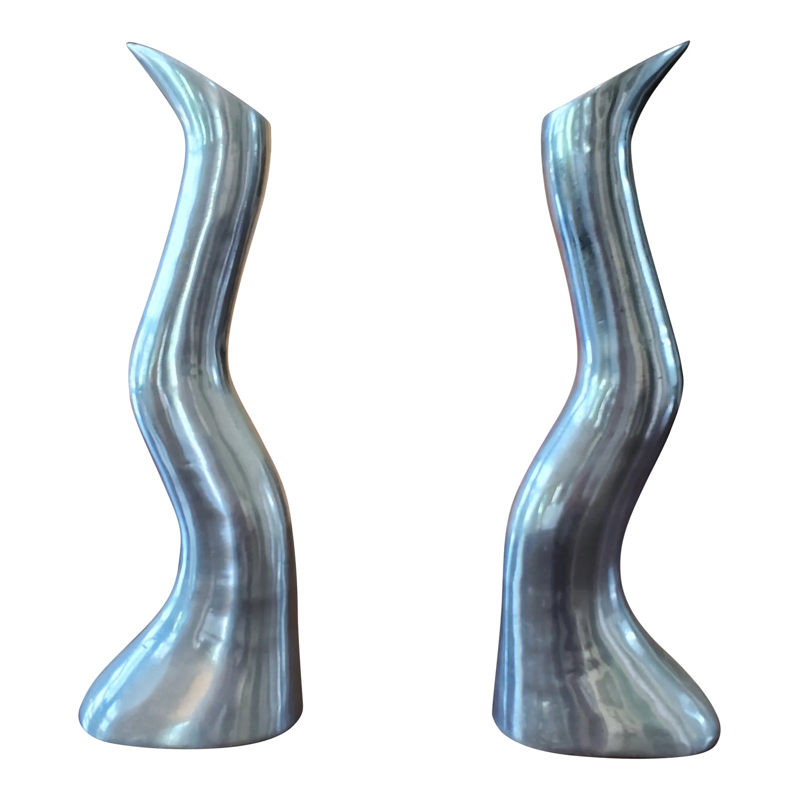 1960s Mid Century Modern Vintage Curved Candlesticks- Set of 2 | Chairish