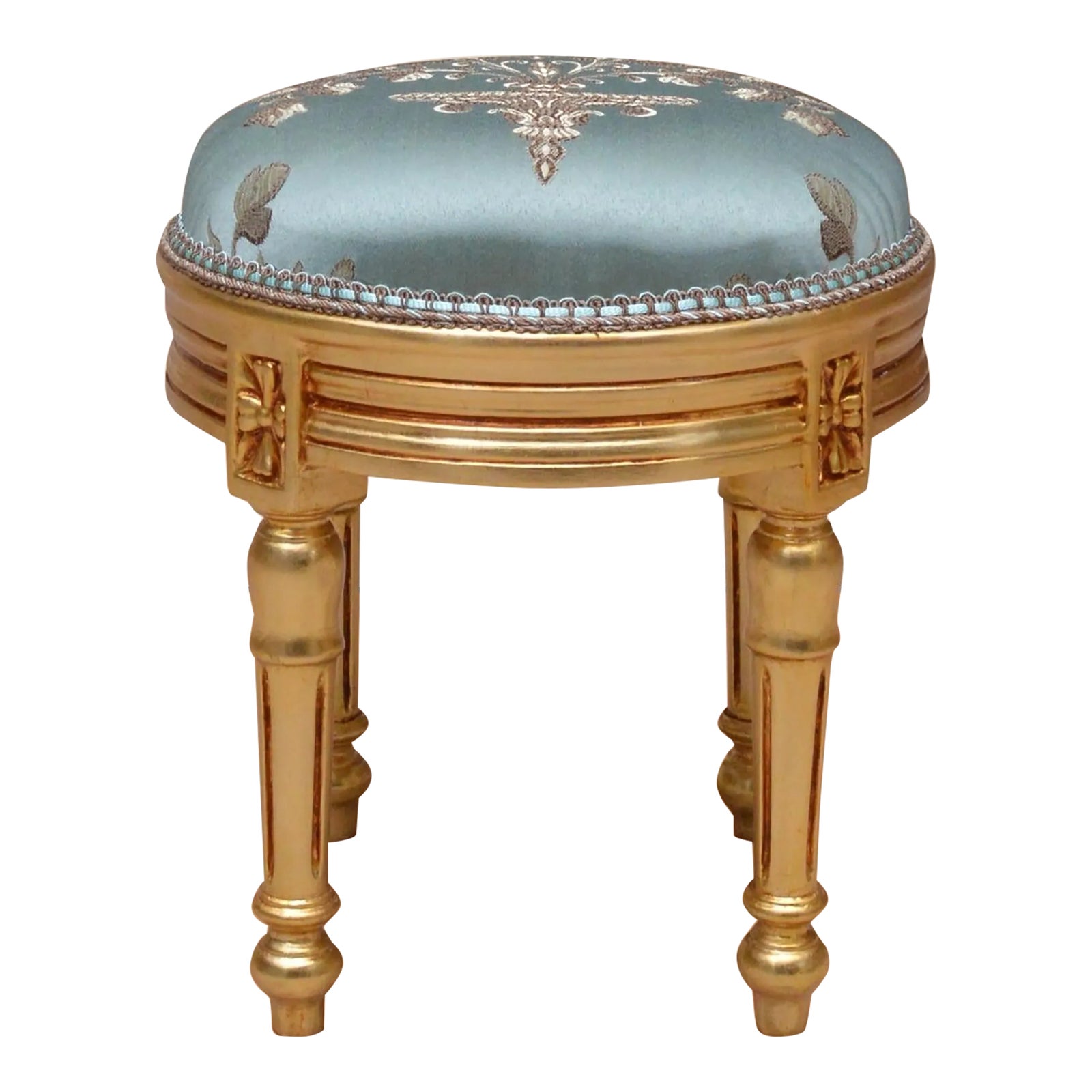 1980s Carved Footstool in Gold Leaf | Chairish