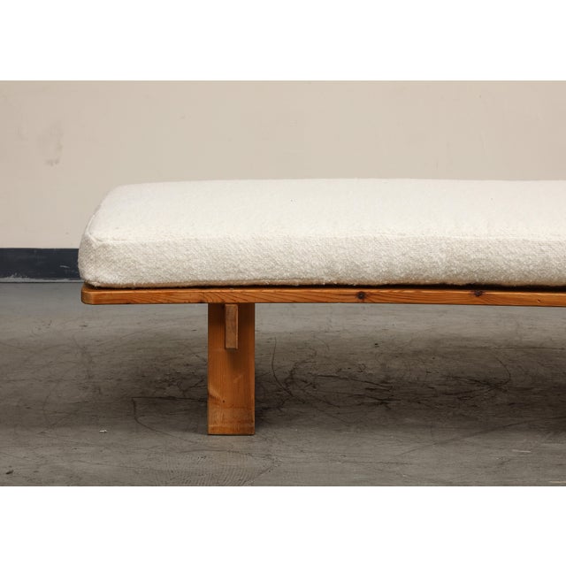 1950s Danish Modern Minimalist Pine Daybed With New White Boucle ...