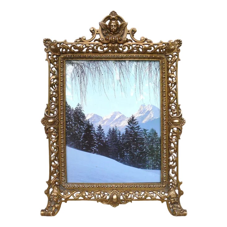 Antique Picture Frame with Mythical Creatures in Bronze, 1850 | Chairish