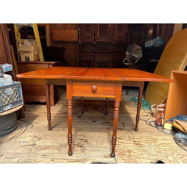 Federal Style Solid Cherry Drop-Leaf Table 19th Century | Chairish