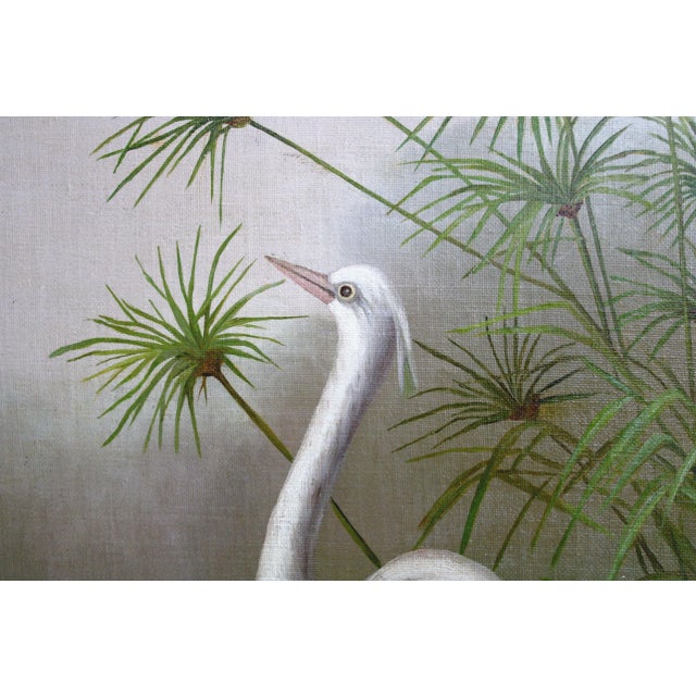 Cranes, Scene with Birds, Early 20th Century, Oil Painting | Chairish