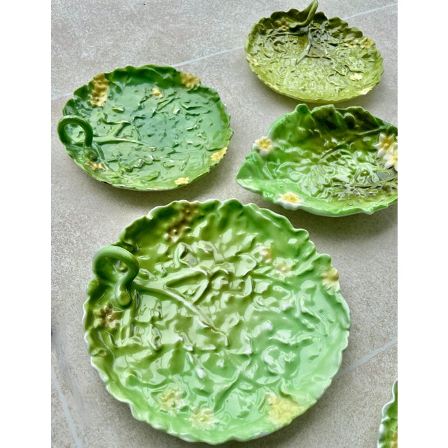 Lettuce Leaf Porcelain Plates Set of Seven | Chairish