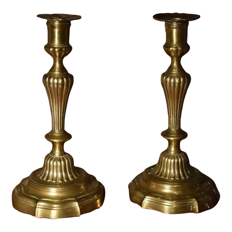 Pair of Louis XV Bronze Candlesticks, Circa 1750 | Chairish