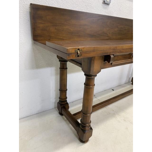 Century Furniture Flip Top Solid Walnut Console Table | Chairish