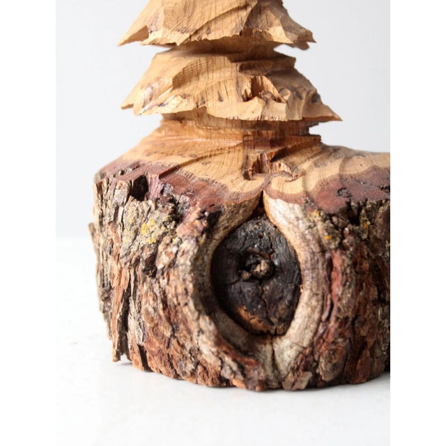 Vintage Carved Wood Tree Sculpture | Chairish