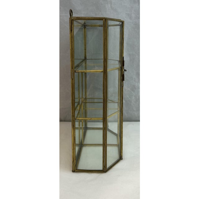 Mid 20th Century Vintage Glass and Brass 6 Sided Multi Level Display ...