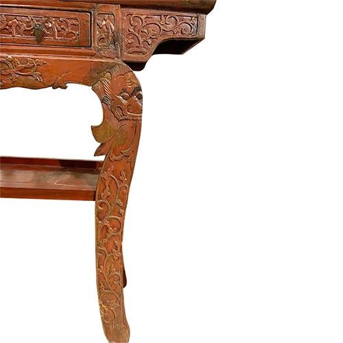 1950s' 1970s Asian Hand Carving Wing Console Table | Chairish