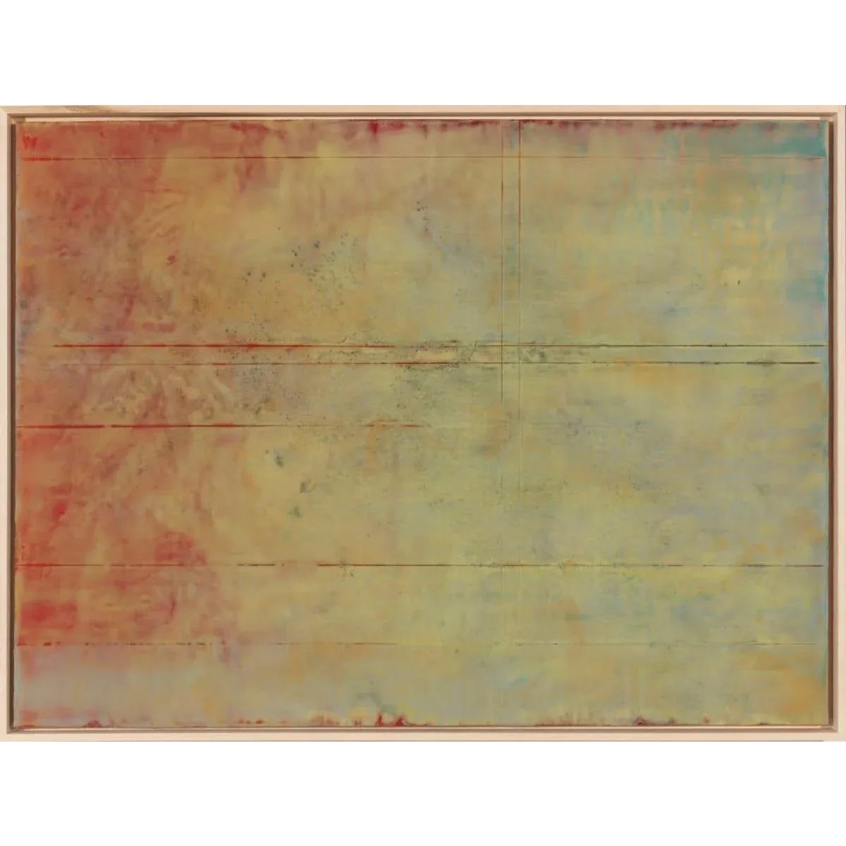 Large Encaustic Painting Jane Michaelski Yellow Over Red | Chairish