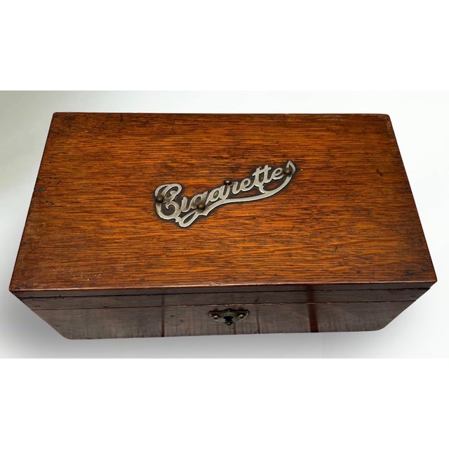 Antique Edwardian Era Oak Cigarette Box | Chairish