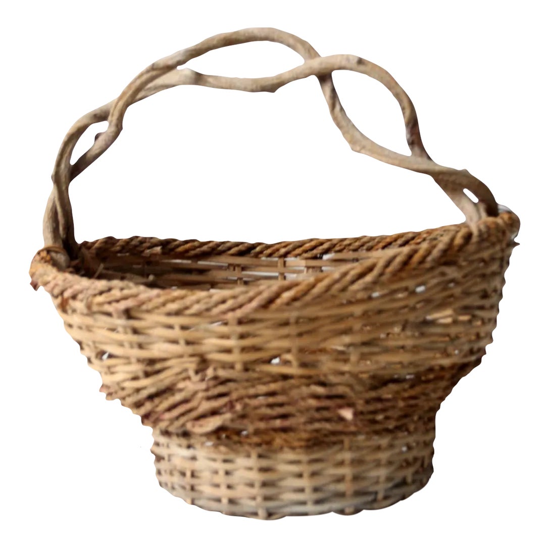 Rustic Vintage Wicker Basket | Chairish