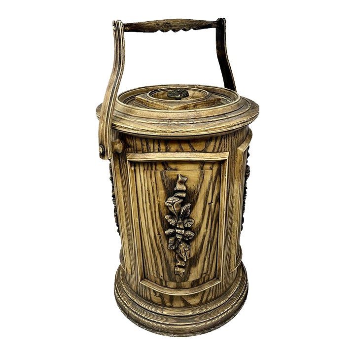 Mid-Century Faux Bois Magnum Ice Bucket | Chairish