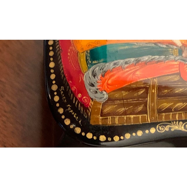 Vintage Hand Painted Russian Lacquer Box, Signed | Chairish
