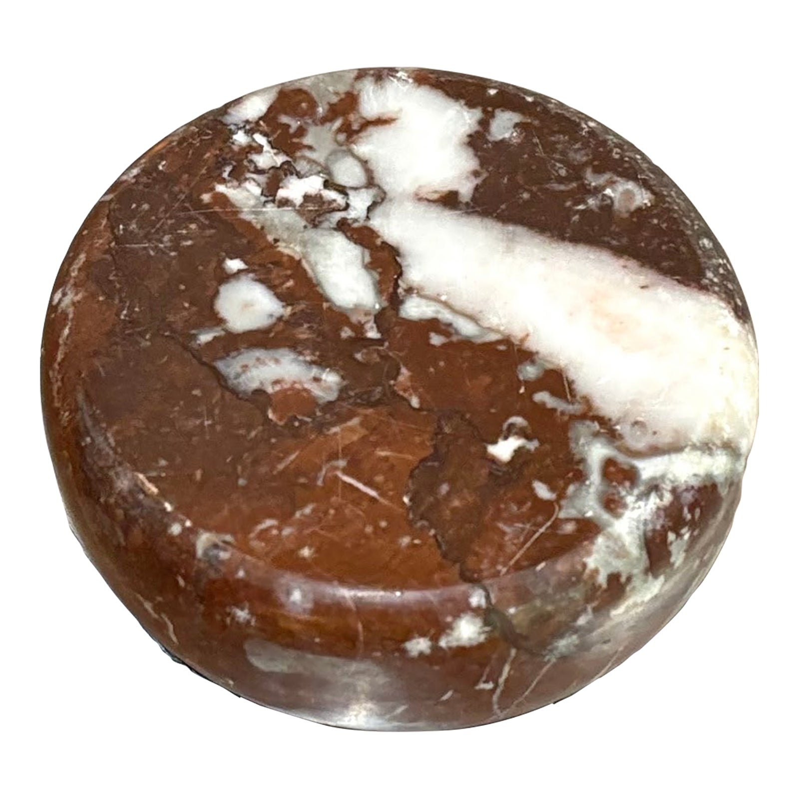 Brown Marble Puck Paper Weight | Chairish