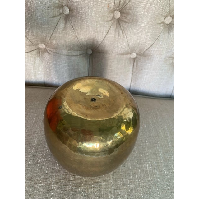 Vintage Serving Hammered Solid Brass Bowl & Vase | Chairish