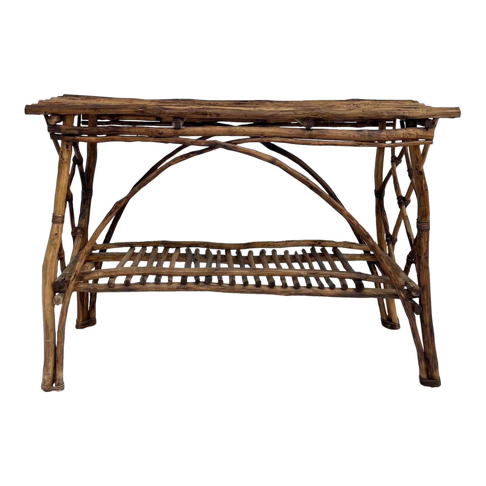 Vintage Adirondack Twig Console Table | Chairish