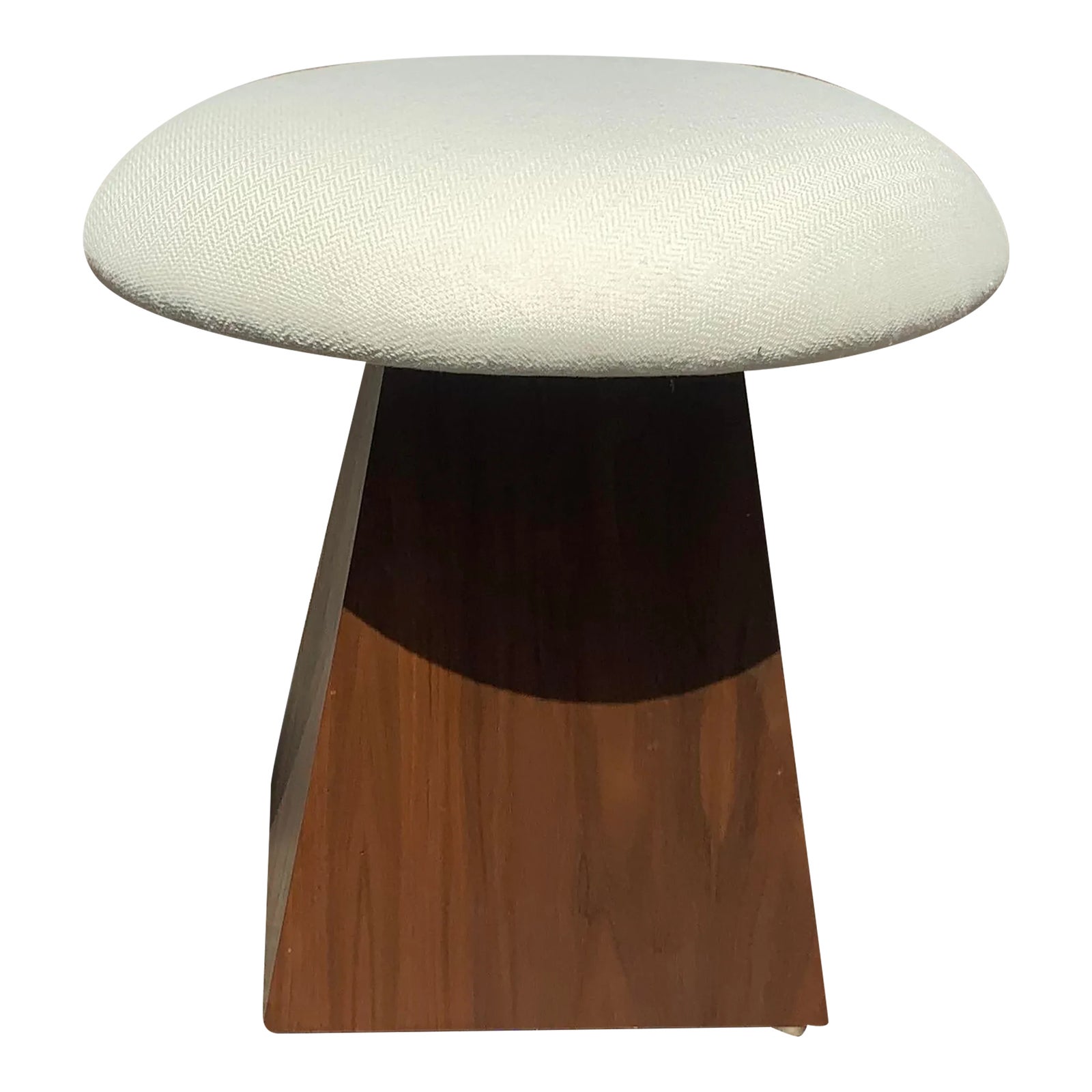 Modern Mid Century Style Stool With Upholstered Seat | Chairish