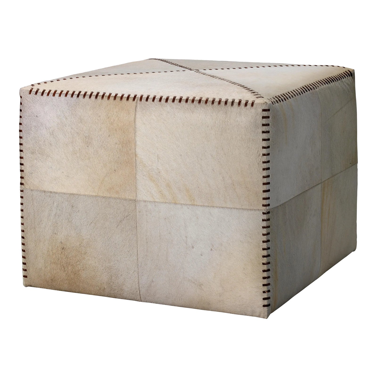 Ottoman in White Ox Hide, Large | Chairish