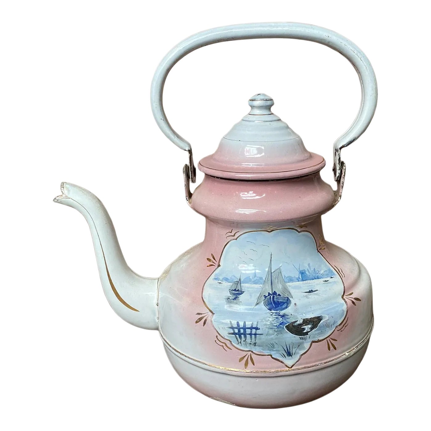 Vintage Enameled Kettle | Chairish