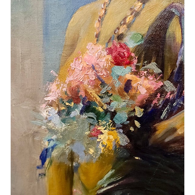 Niels Peter Nielsen-1930s Portrait of a Black Woman W/Flowers-Oil ...