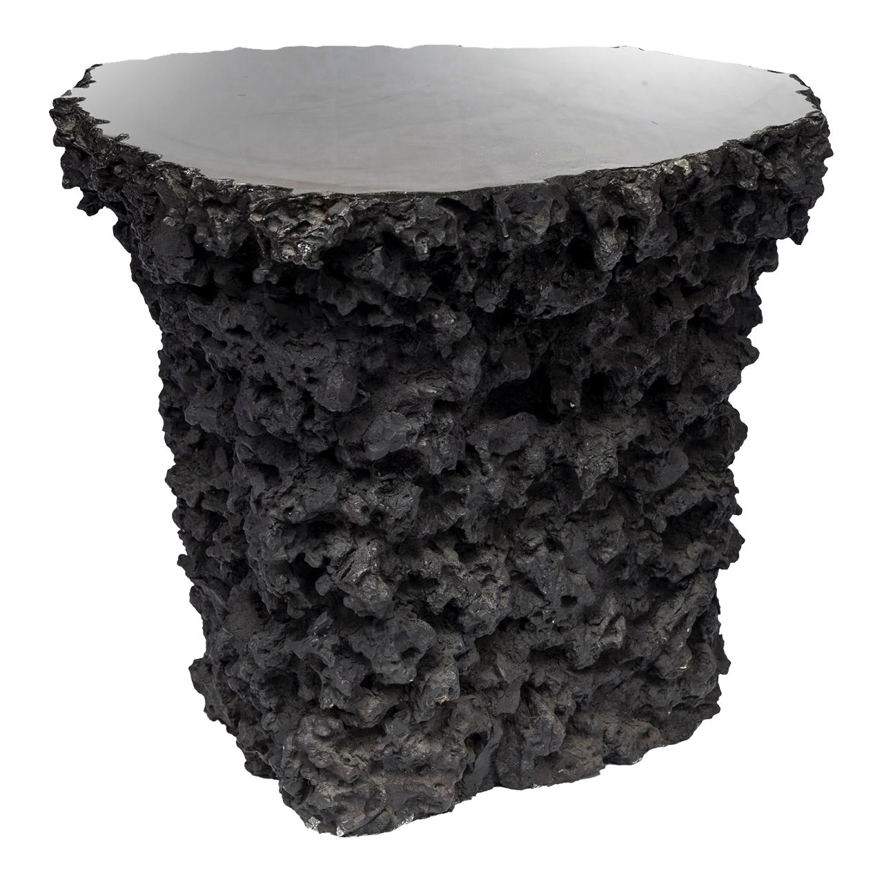 1980s Lava Rock Table With Stainless Steel Top | Chairish