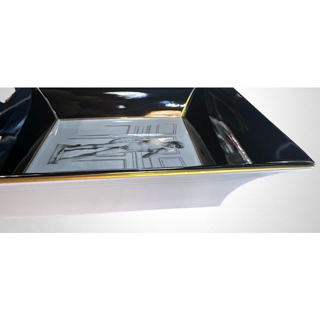 Italian Style White Porcelain Valet Tray Ashtray With Decorative Motifs ...