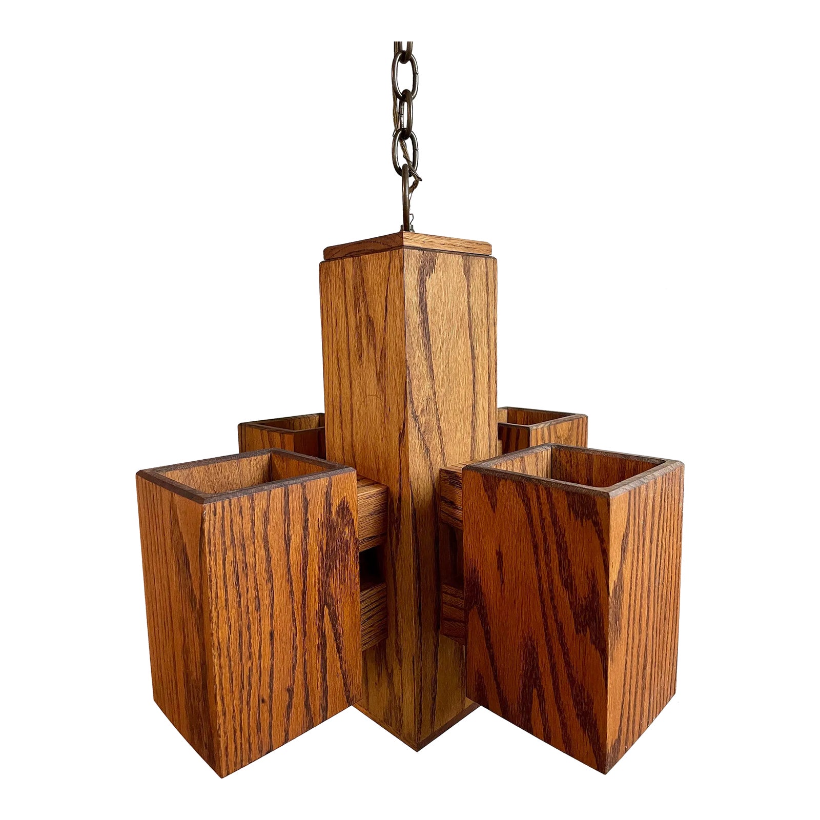 1970s Modernist Architectural Box-Form Swag Chandelier | Chairish