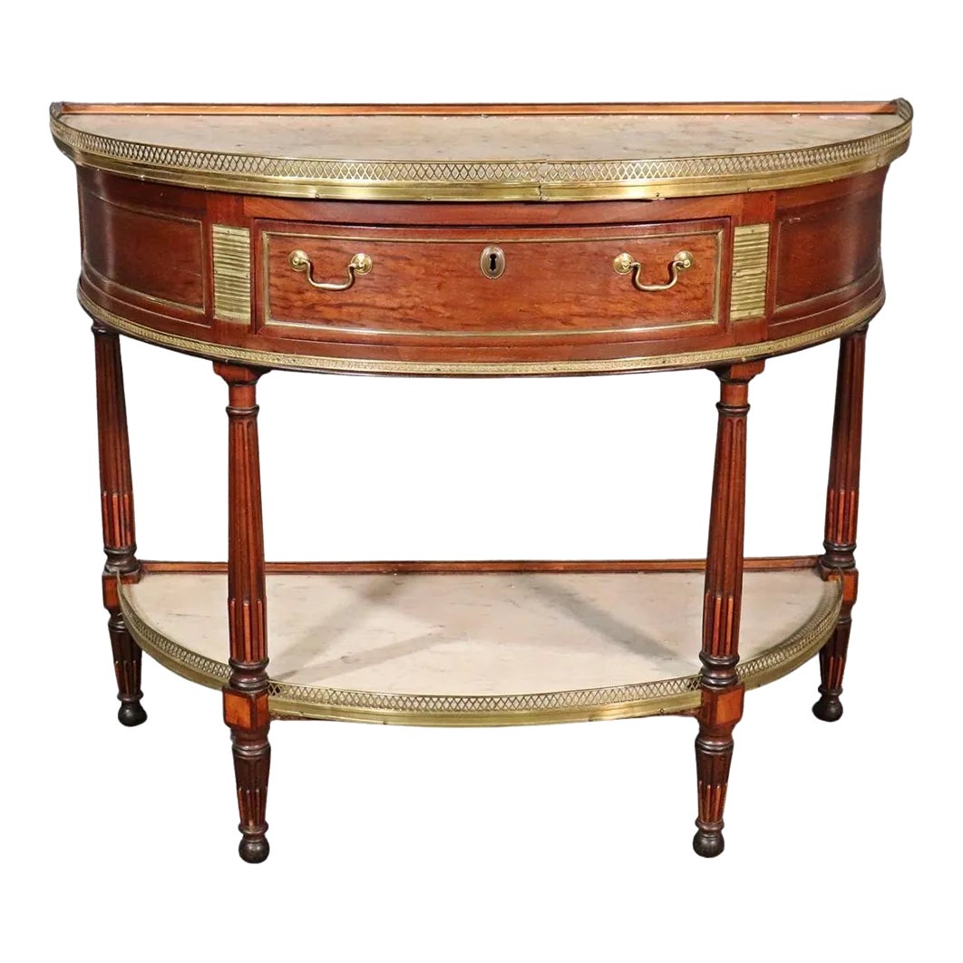 French Directoire Louis XVI Demilune Shape Marble Top Marble Top ...