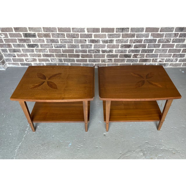Lane Side Tables With Rosewood Inlay Pattern on Top | Chairish