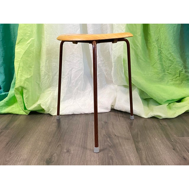1960s Early Teak and Painted Metal Tripod Dot Stool by Fritz Hansen ...