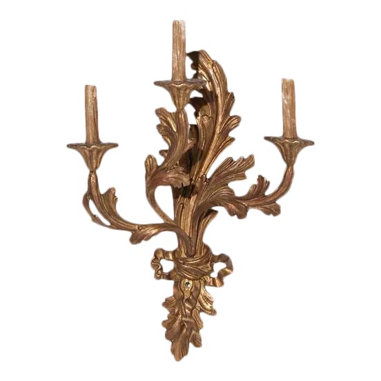 Vintage Italian Hand Carved Wood Sconce With Leaf and Ribbon Design ...