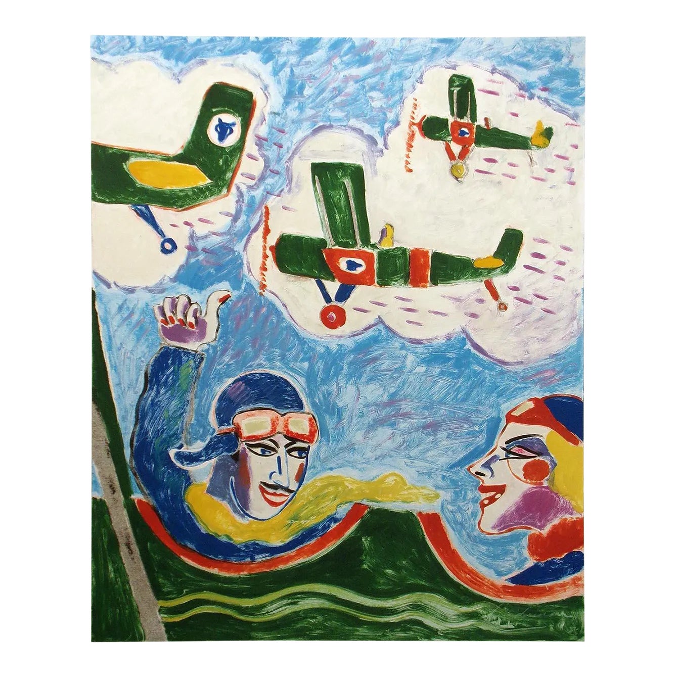 Earl Linderman "Flying in Formation" Hand Signed Original Artwork ...