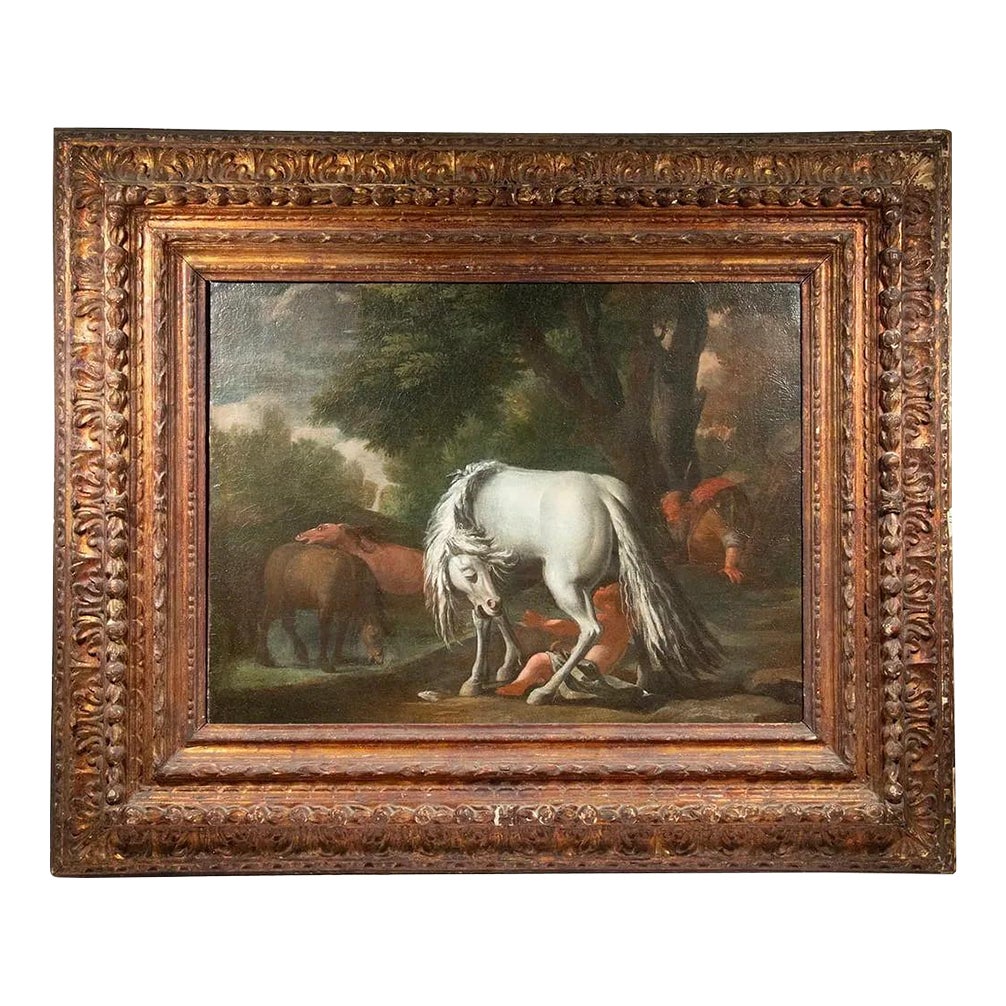 18th C. Monumental Old Master Equestrian Painting | Chairish