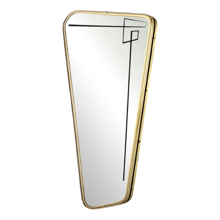 Atomic Asymmetric Mirror with Geometric Lines, 1960s | Chairish