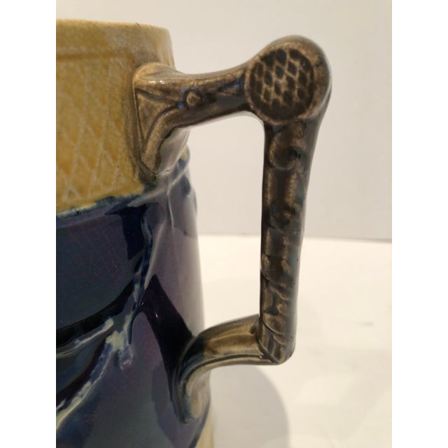 Antique Blue and Yellow Majolica Pitcher | Chairish
