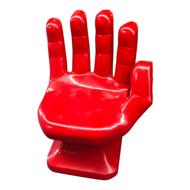 Retro 1970’s Red Plastic Hand Chair | Chairish