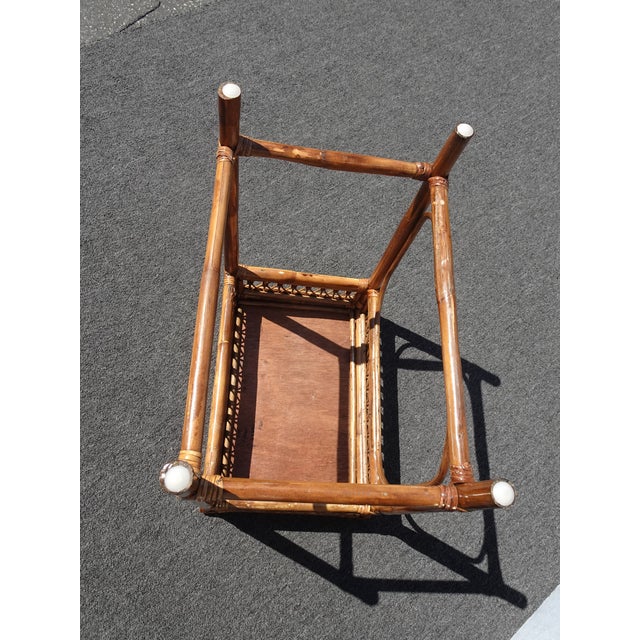 Vintage Mid Century Bamboo Rattan Side Table ~ End Table | Chairish