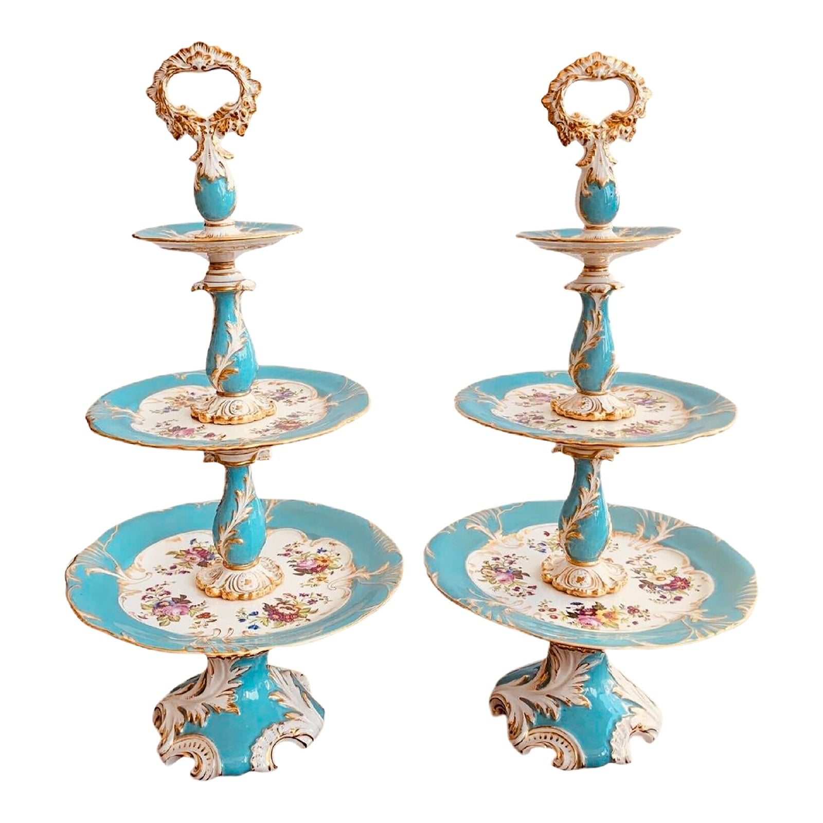 19th Century Old Paris Porcelain Tiered Stand | Chairish
