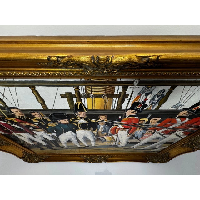 Large Military Oil Painting Napoleon Bonaparte Inspecting Royal Marines ...