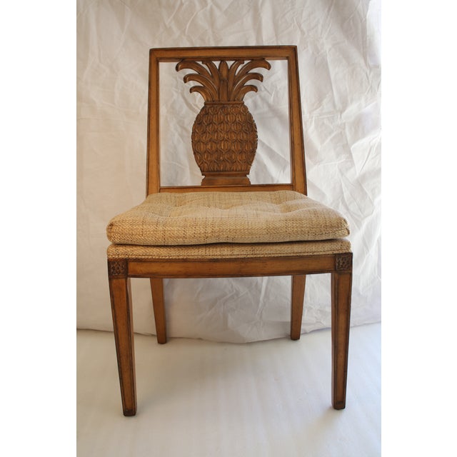 1990s Ferguson Copeland Dining Chairs With Carved Pineapple Back | Chairish