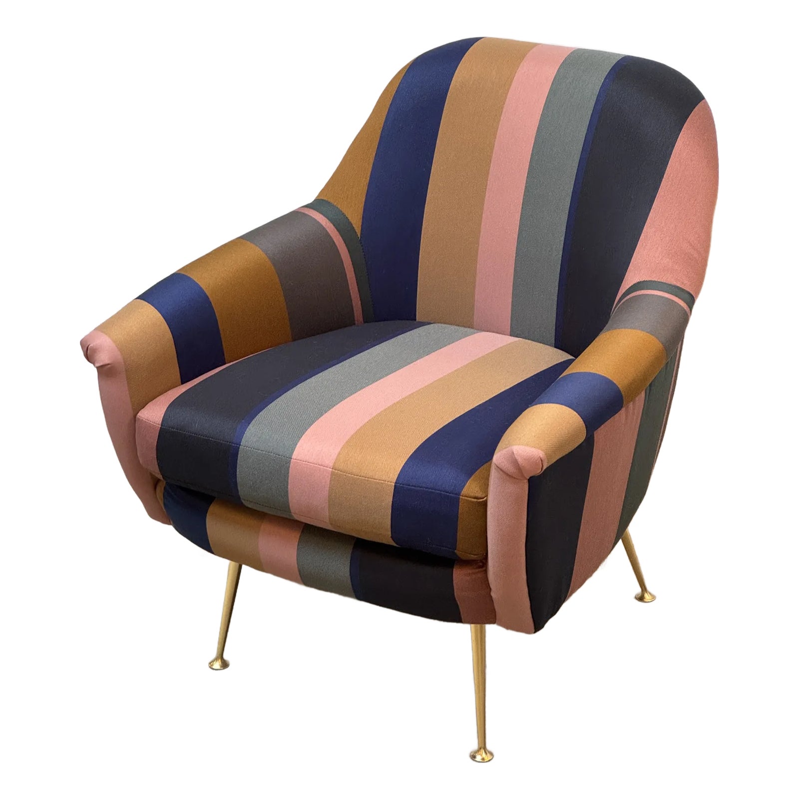 West Elm Phoebe Striped Mid 20th Century Inspired Chair | Chairish