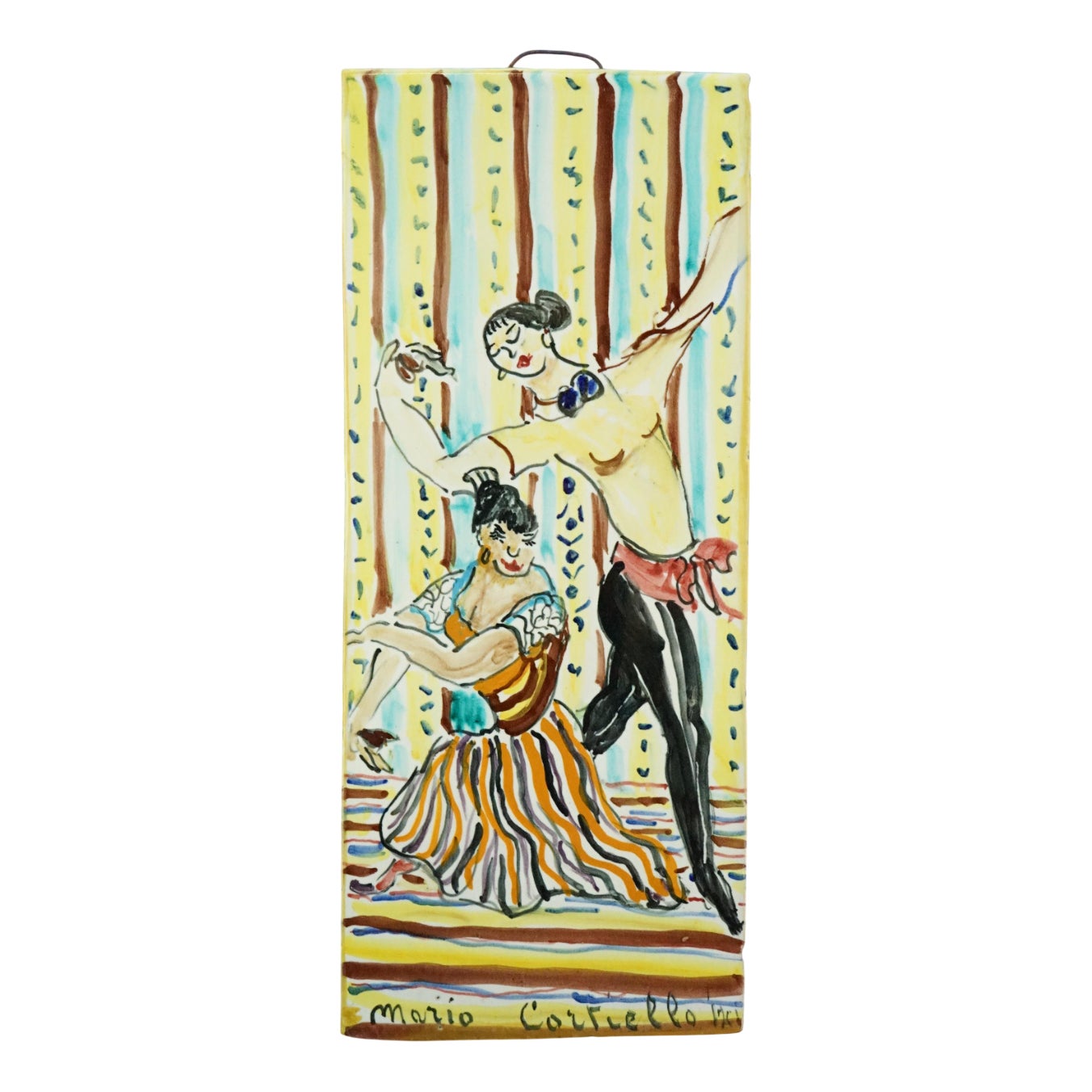 Ceramic Tile with Spanish Flamenco Dancers by Mario Cortiello, Italy ...