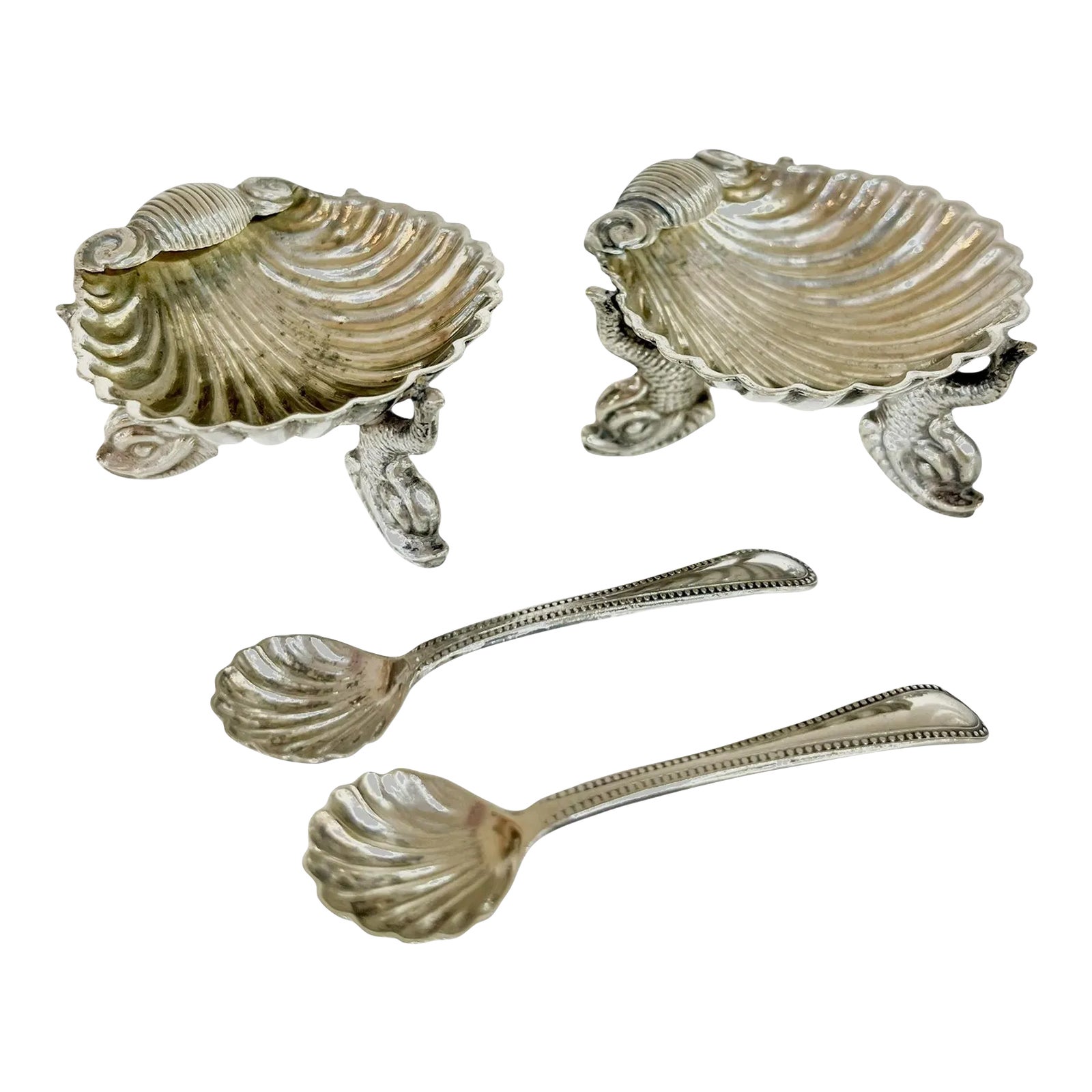 Pair of Antique French Louis XV Style Silver Plate Shell and Dolphin ...