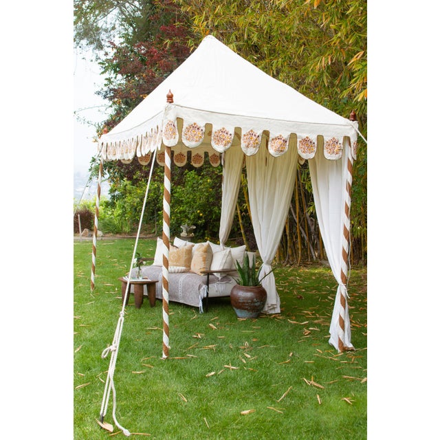 Large Marigold Blockprint Indian Canopy Tent | Chairish