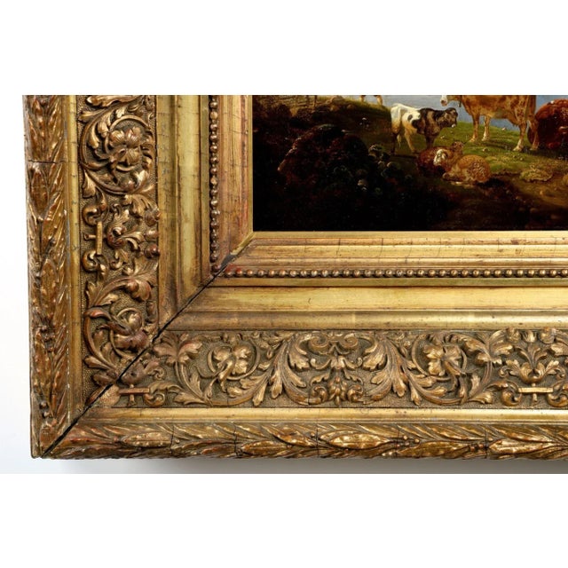 German School Mountainscape Sheep and Cattle Oil Painting, 19th Century ...