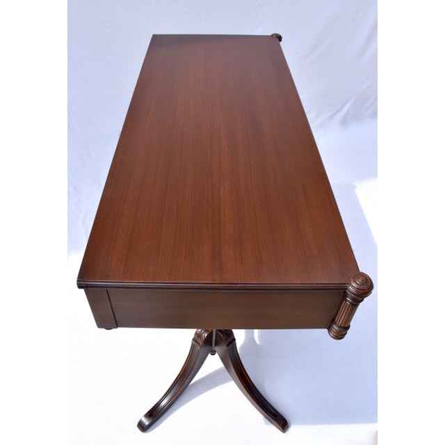 English Regency Style Burl- Wood Library Console Table | Chairish