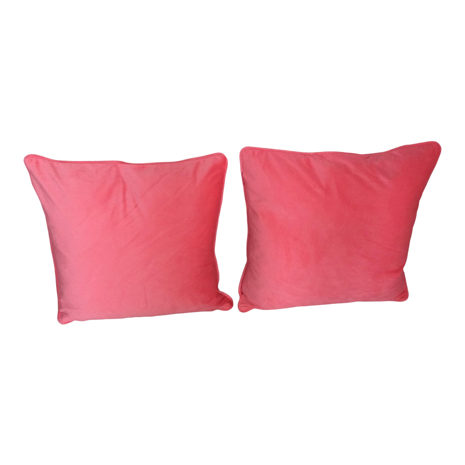 Contemporary Italian Velvet Rose Pink Pillows - a Pair | Chairish